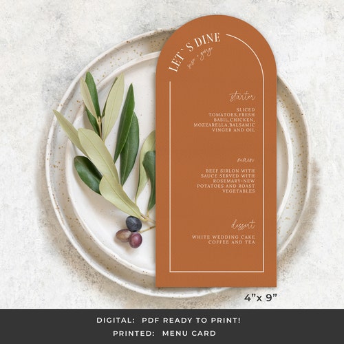 Arch Menu Card Modern Wedding Dinner Menu Card Minimalist - Etsy UK