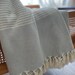 Light Gray / Cream Striped Cotton Blanket | Oversize Turkish Cotton ...