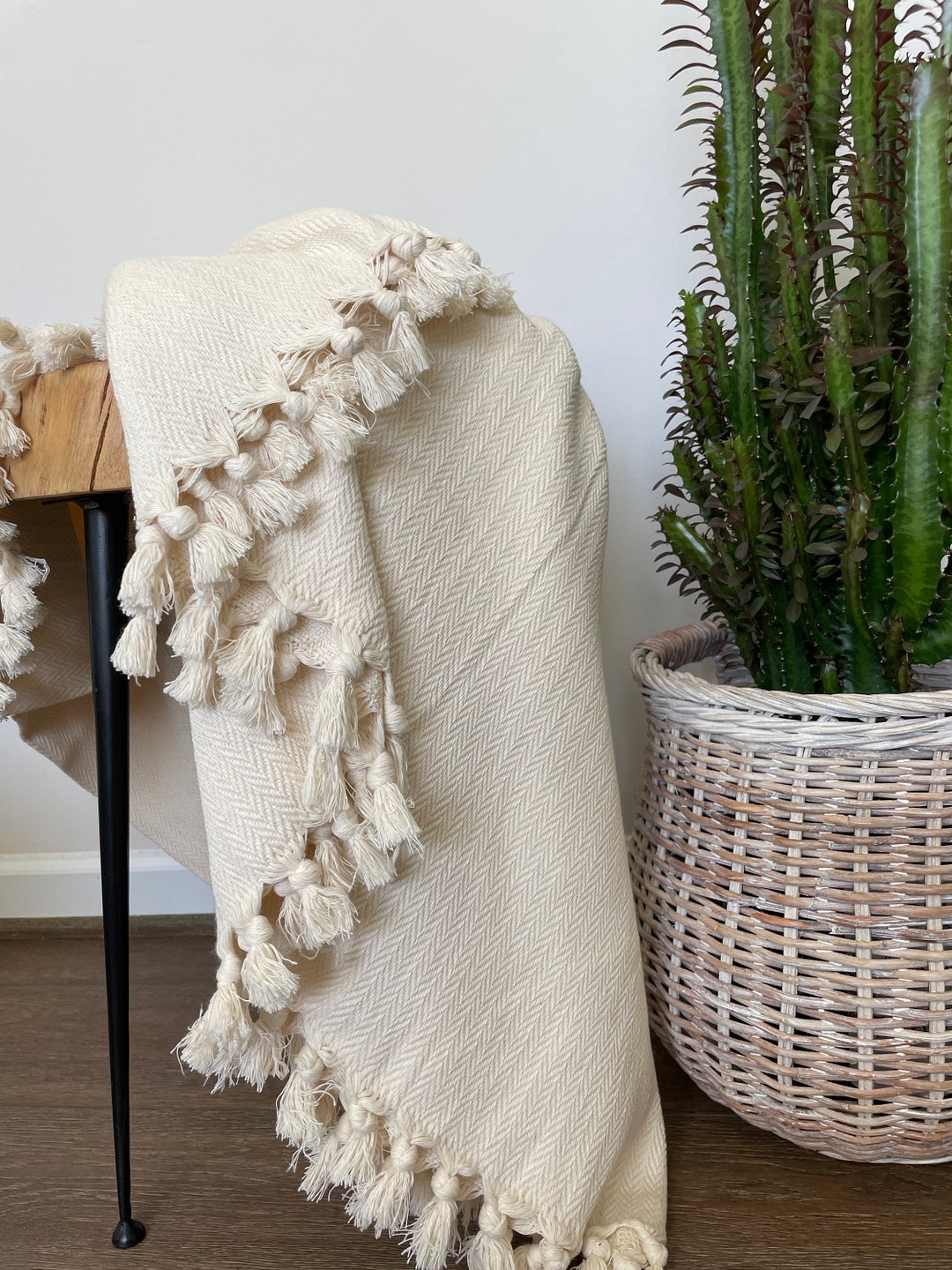Soft, Cozy, Unbleached, Undyed 100% Cotton Throw Blanket ,cream Large ...