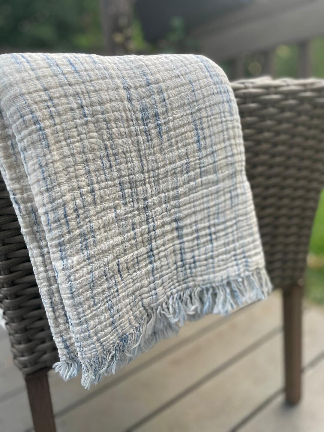 Blue Melange Muslin Throw Blanket | Beautiful 4 Layer Gauze Throw ...