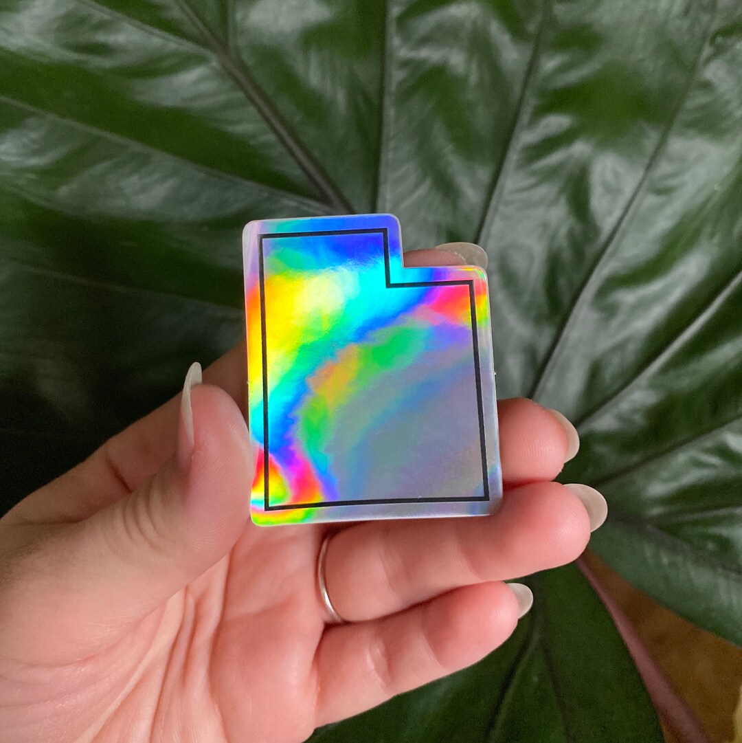 Utah State Holographic Vinyl Sticker, Utah Home Sticker, Rainbow ...
