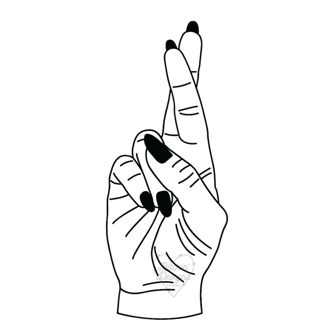 Fingers Crossed Hand Sign Language Line Art Digital Download - Etsy