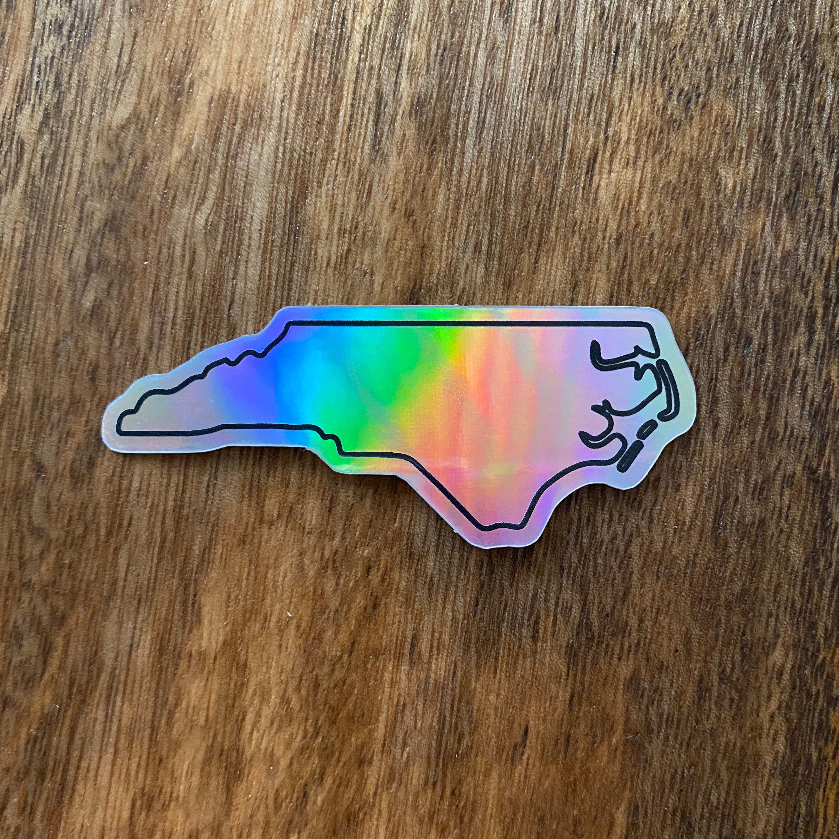North Carolina state sticker holographic sticker rainbow | Etsy