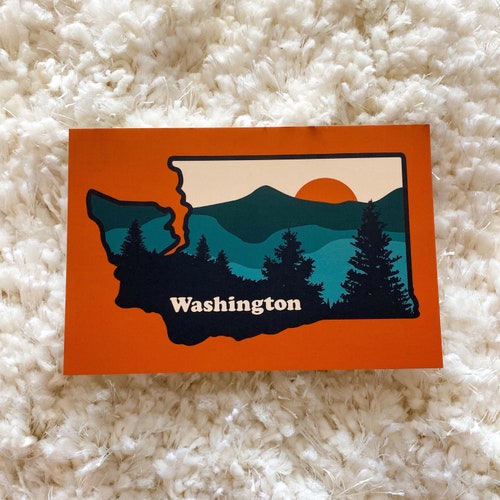 Washington State Map Letterpress Postcard - Etsy