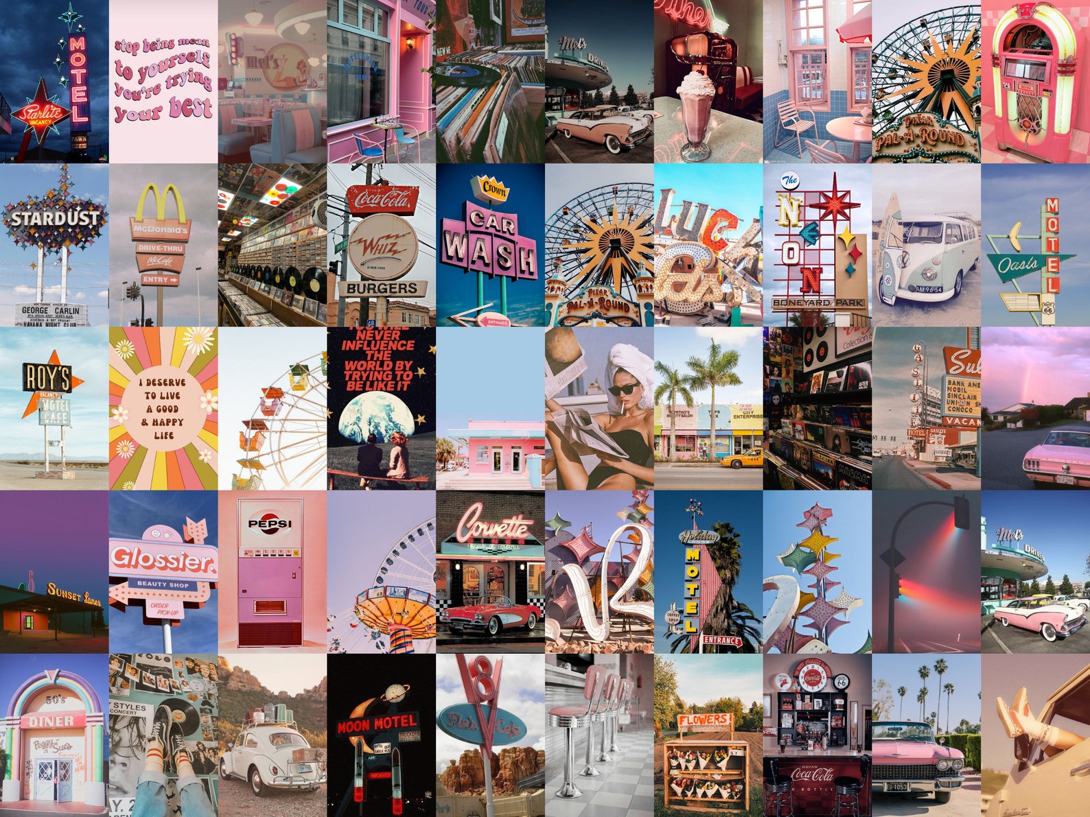 Retro Vintage Wall Collage Kit , Vintage Room Decor , Retro Aesthetic ...