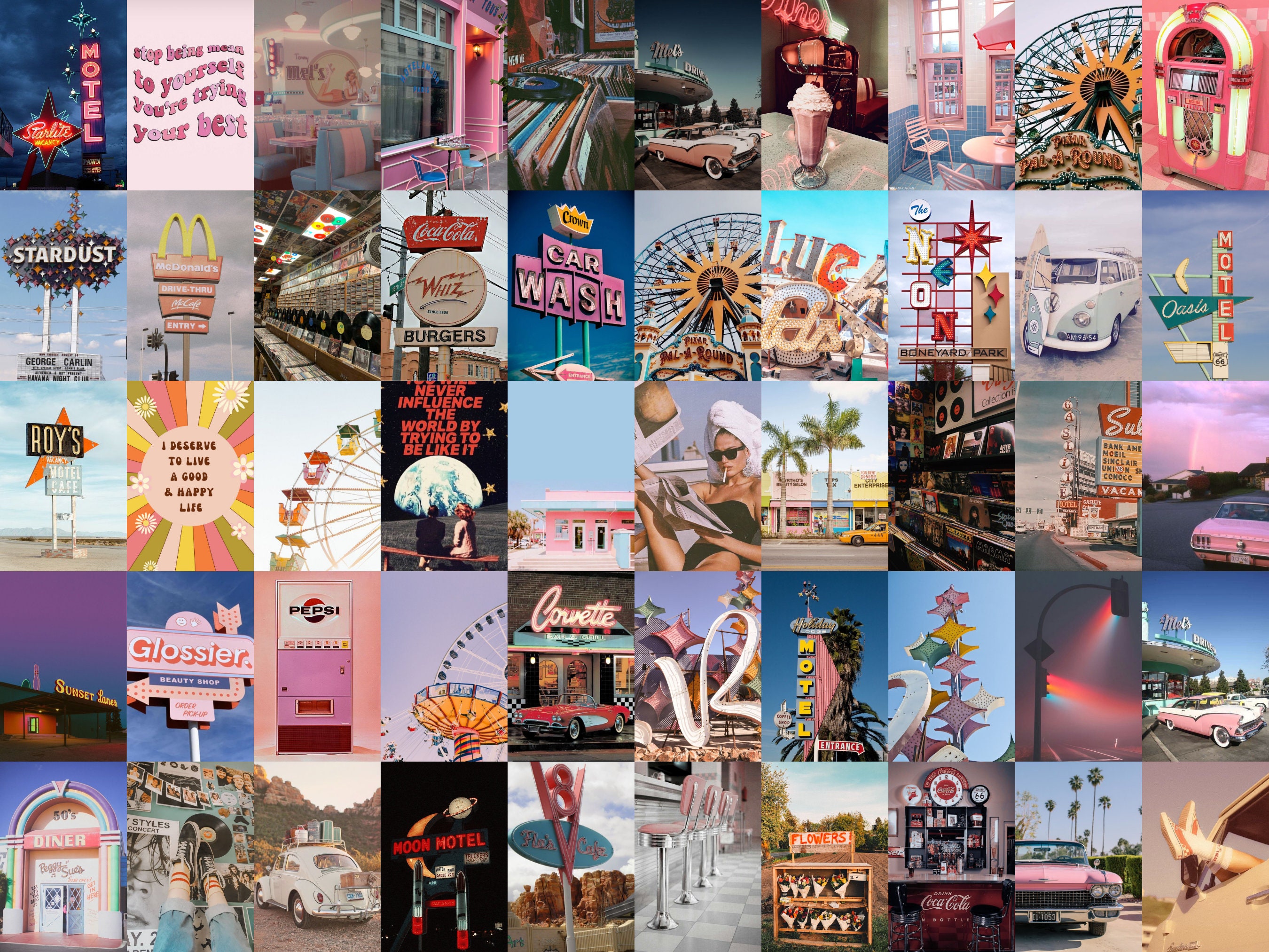 Retro Vintage Wall Collage Kit , Vintage Room Decor , Retro Aesthetic ...