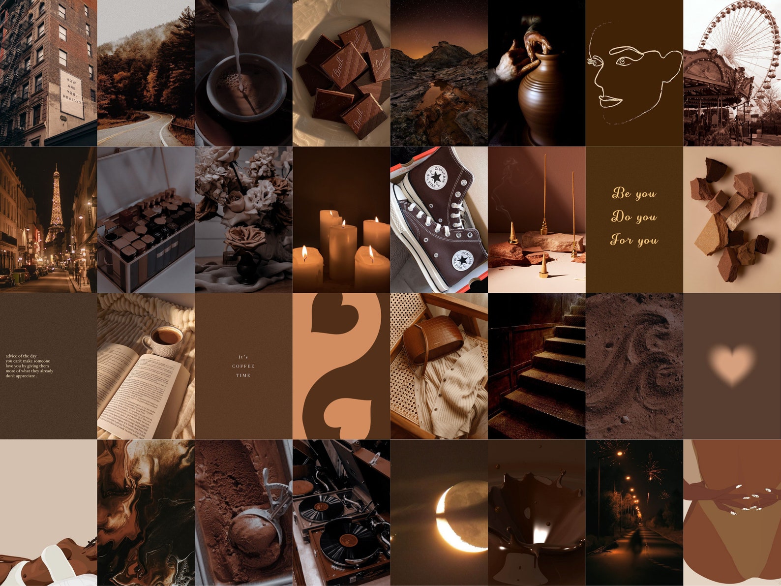 Brown Collage Kit , Brown Aesthetic Wall Collage , Brown Wall Collage ...