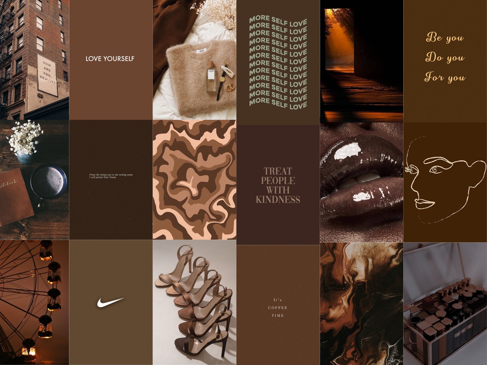 Brown Collage Kit , Brown Aesthetic Wall Collage , Brown Wall Collage ...