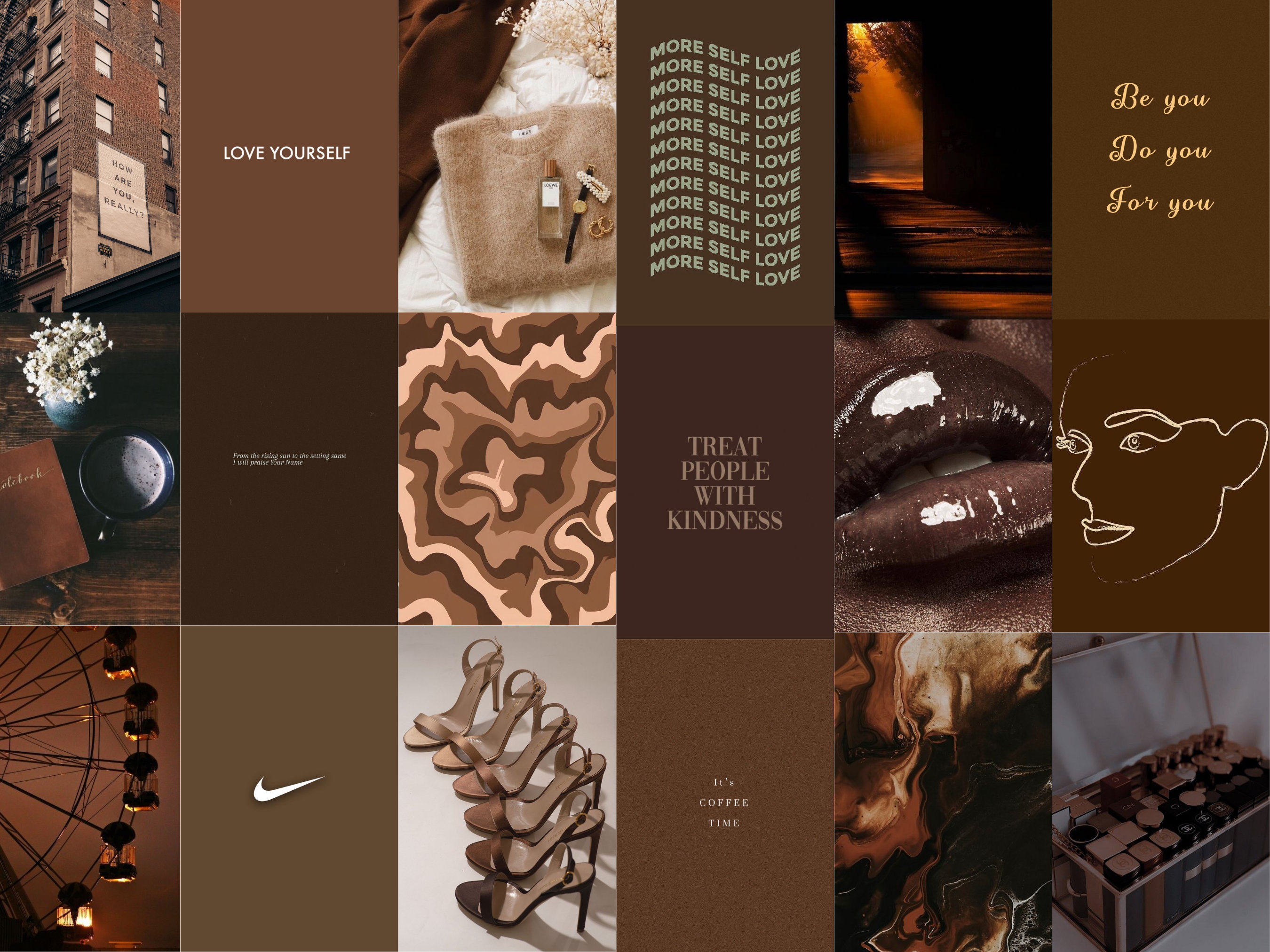 Brown Collage Kit , Brown Aesthetic Wall Collage , Brown Wall Collage ...