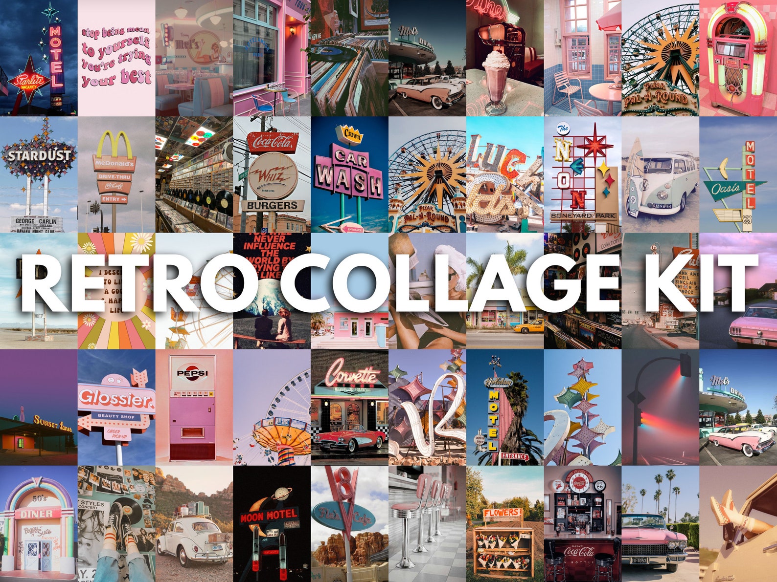 Retro Vintage Wall Collage Kit , Vintage Room Decor , Retro Aesthetic ...