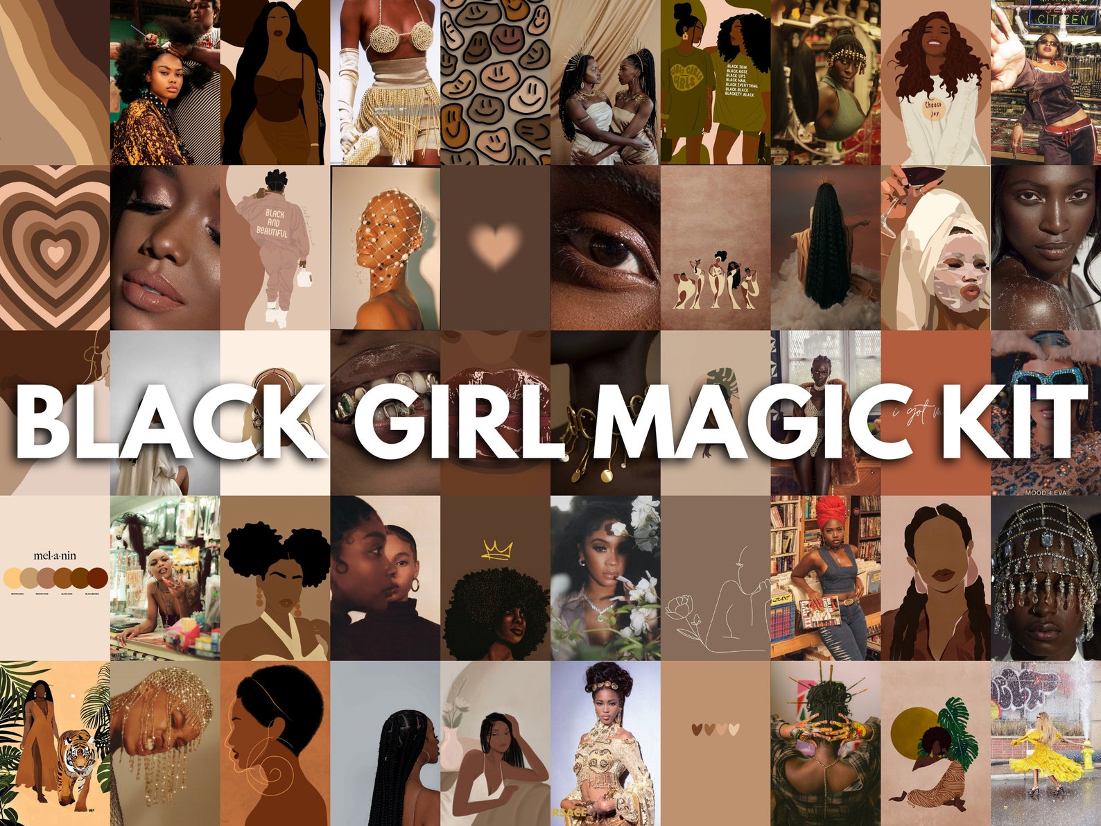 Black Girl Magic Wall Collage Kit | Melanin Collage Kit , Brown Girl ...