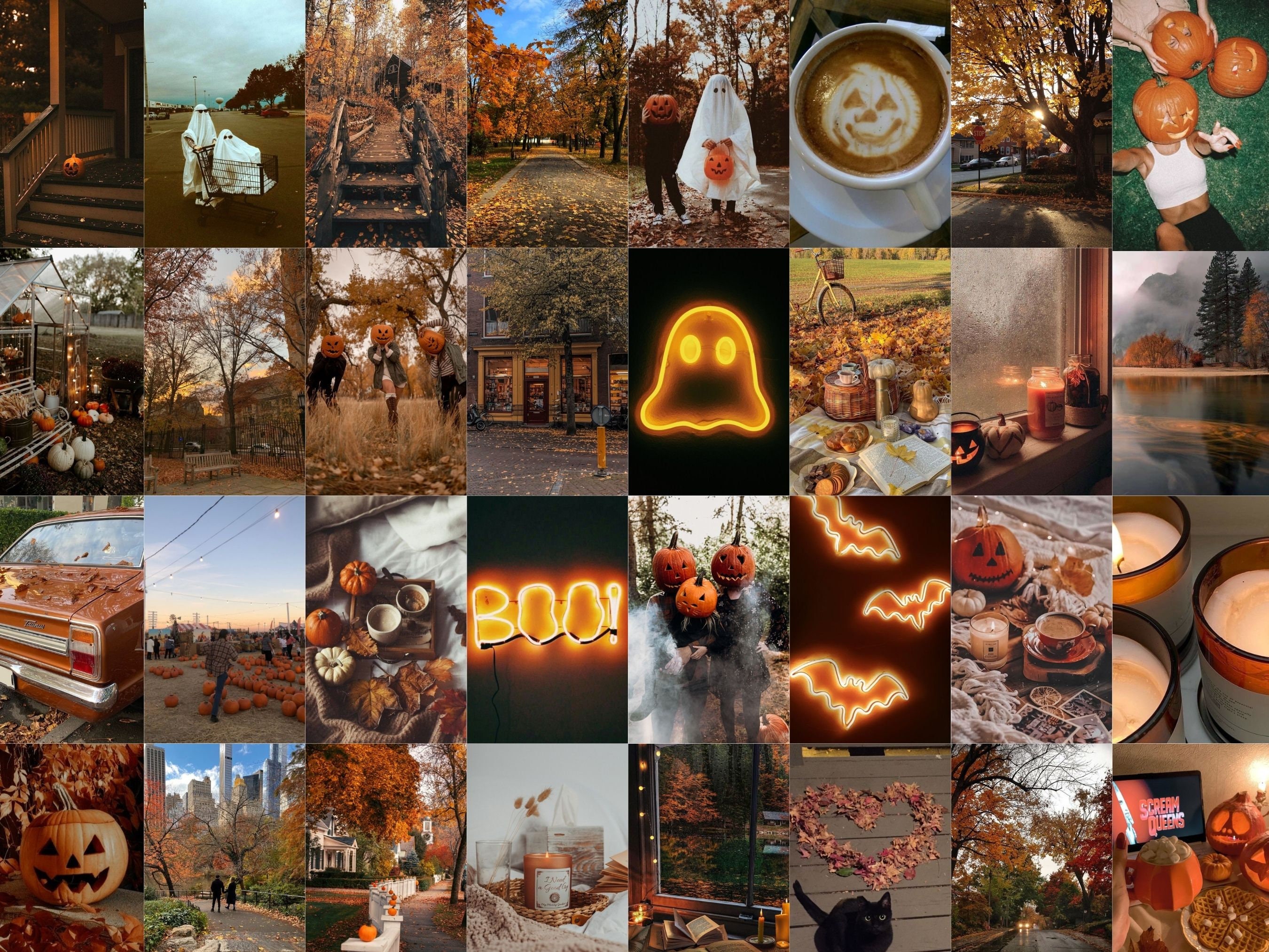 Halloween Wall Collage Kit , Fall Collage Kit , Orange Collage Kit ...