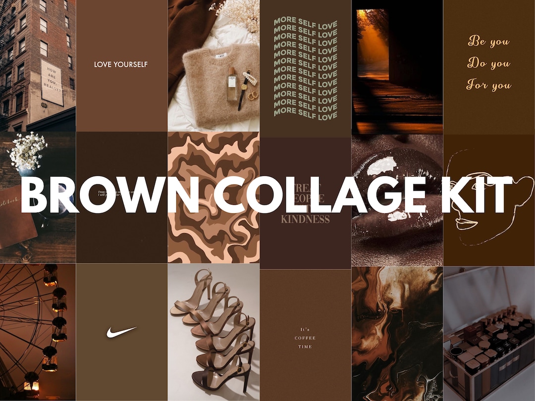 Brown Collage Kit , Brown Aesthetic Wall Collage , Brown Wall Collage ...