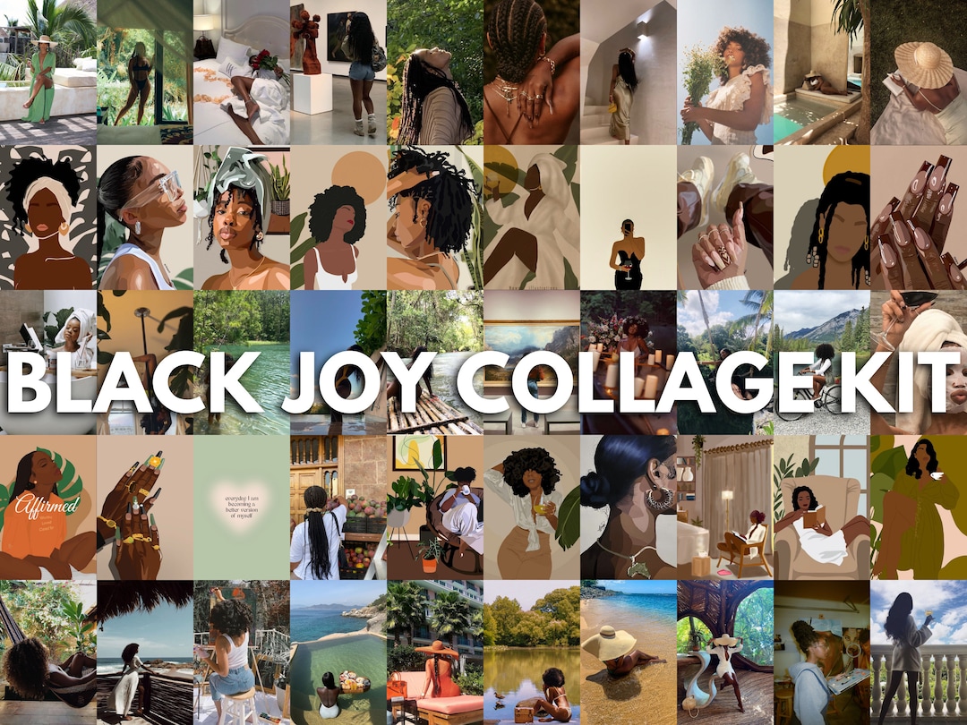 BLACK GIRL JOY Collage Kit - Brown Aesthetic Wall Collage Melanin ...