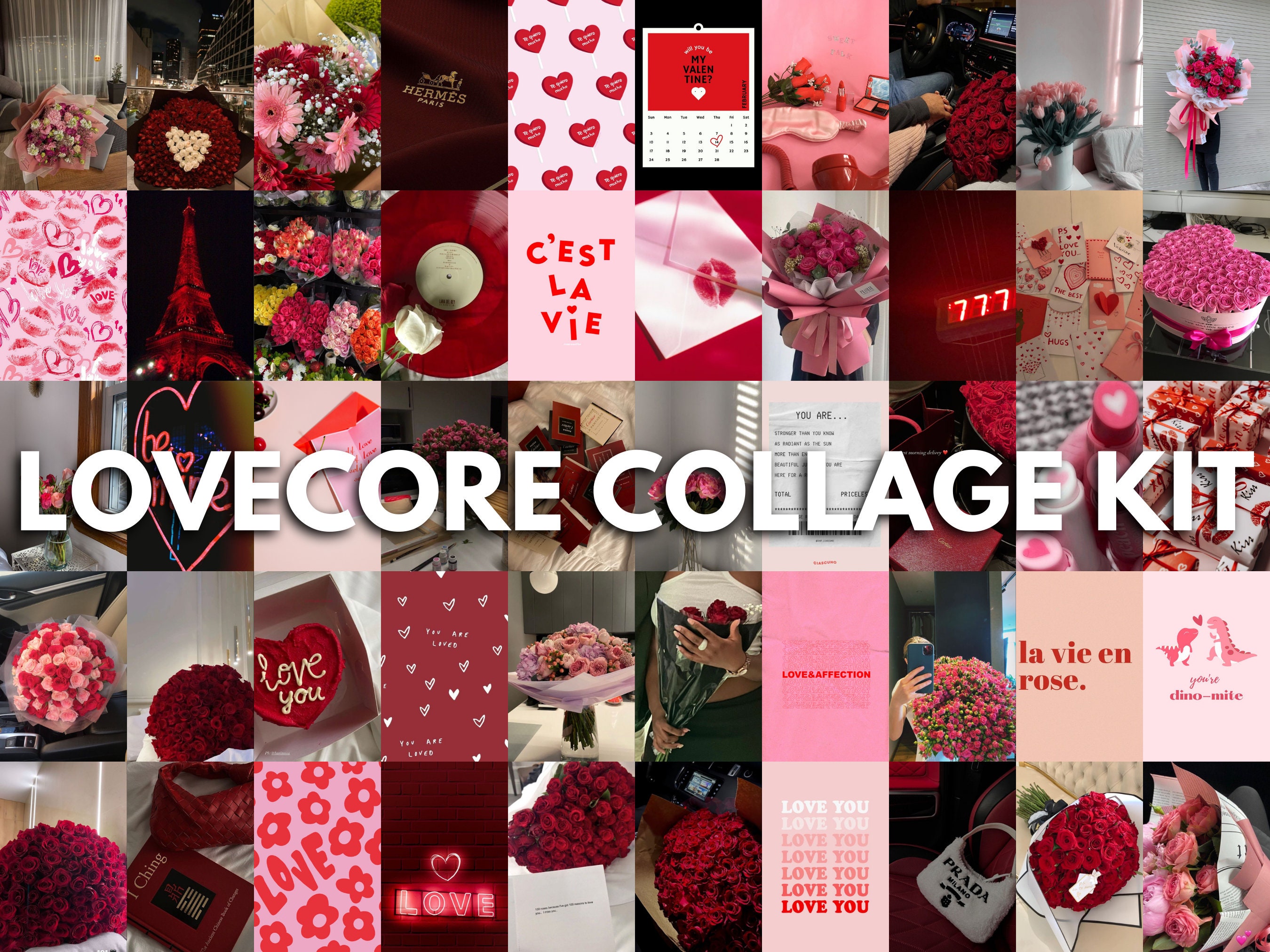 INSTANT DOWNLOAD Red Lovecore Collage Kit , Valentine's Day Collage Kit ...