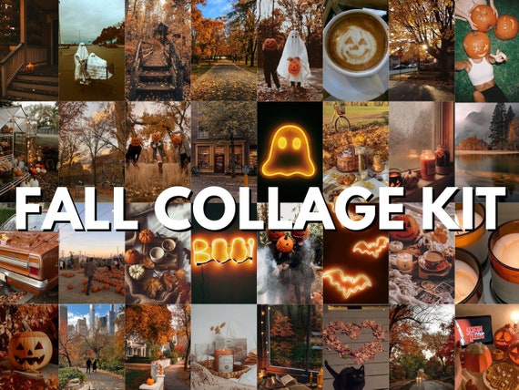 Halloween Wall Collage Kit Fall Collage Kit Orange Collage - Etsy