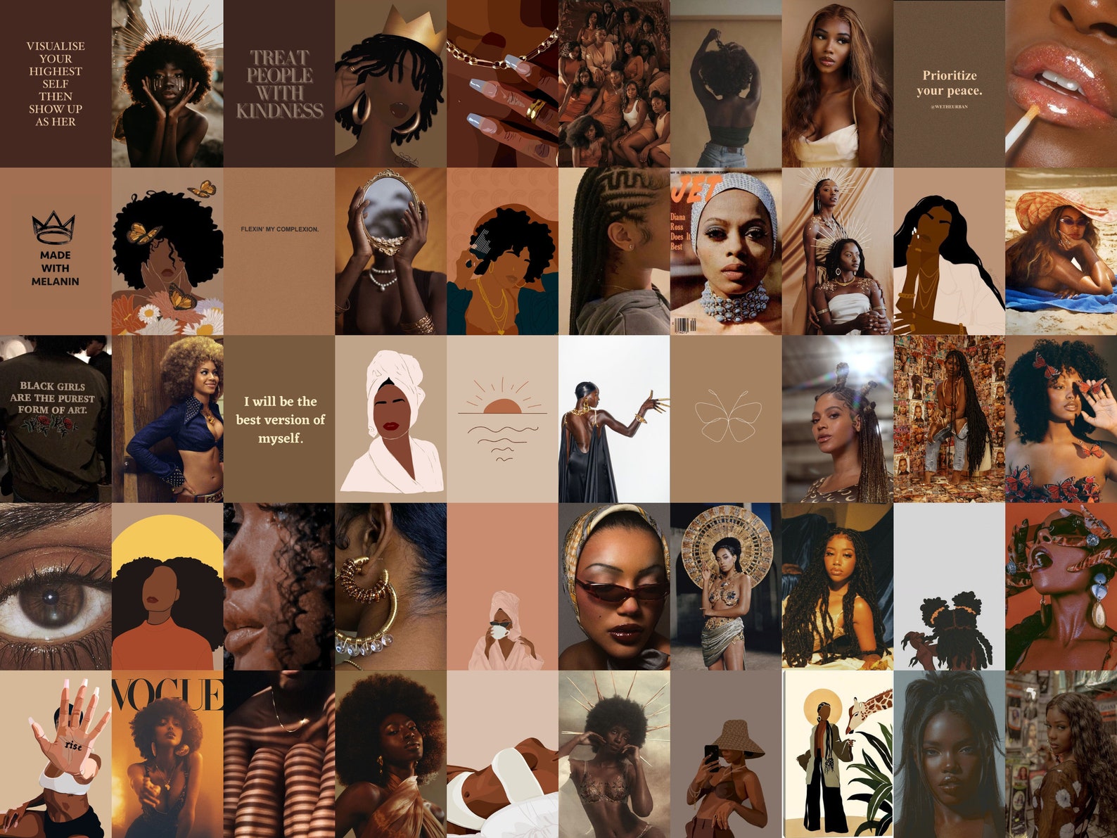 Black Girl Magic Wall Collage Kit | Melanin Collage Kit , Brown Girl ...