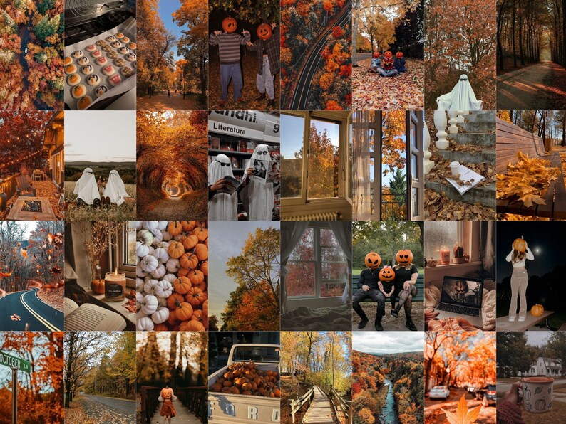 Halloween Wall Collage Kit , Fall Collage Kit , Orange Collage Kit ...