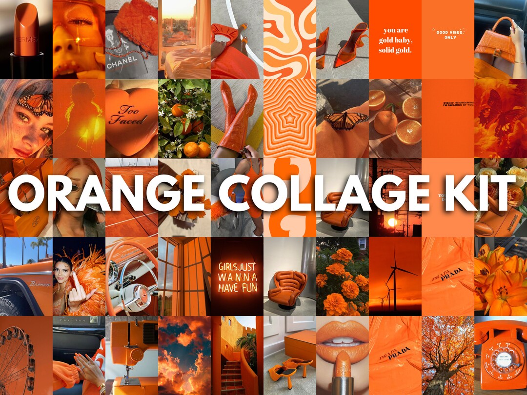 Orange Collage Kit , Sunset Vibes , Orange Wall Collage Kit , Orange ...