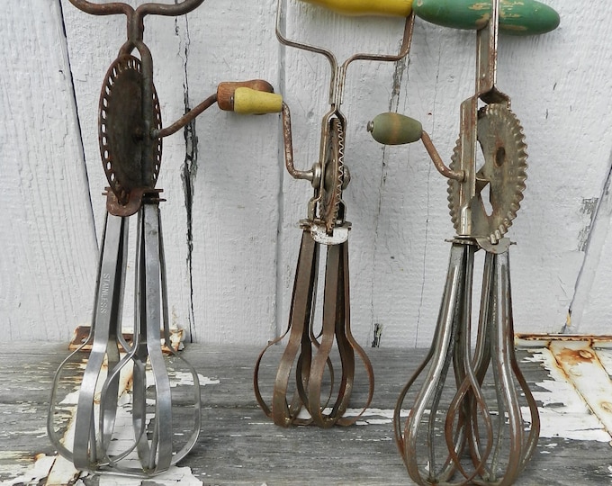 New Old Stock 70's Hand Beater Vintage Hand Mixer Hand Crank Egg Beater ...