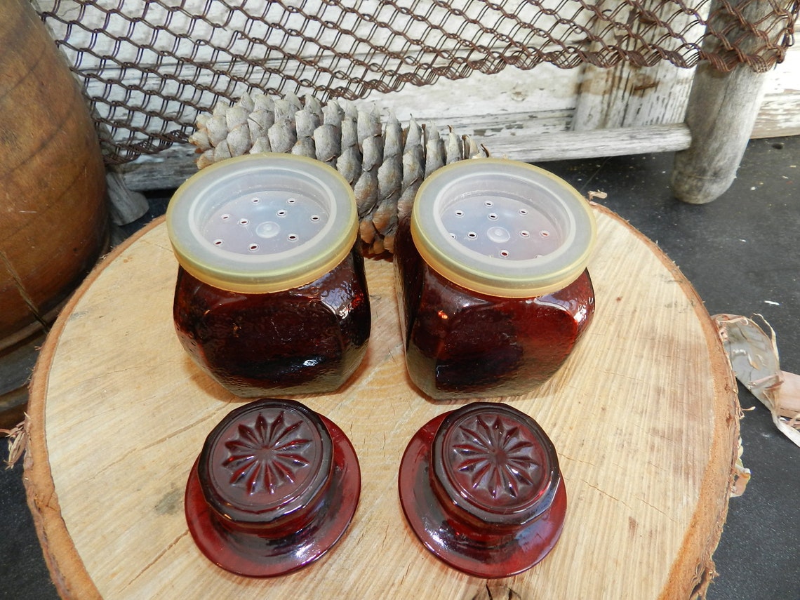 RUBY RED AP0THECARY Jars With Sifter Lid/set 0F TW0 - Etsy