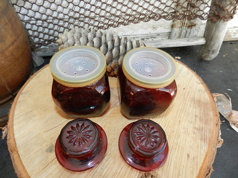 RUBY RED AP0THECARY Jars With Sifter Lid/set 0F TW0 - Etsy