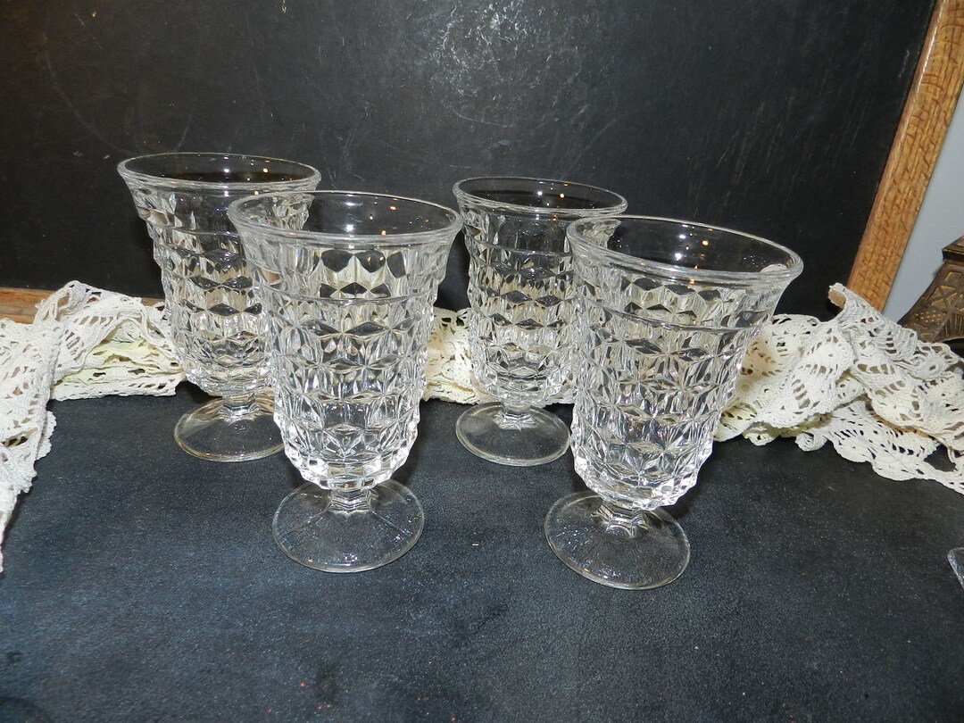 Five 4 Oz. FOSTORIA CUBIST WATER Glasses/ 4 3/4" Tall - Etsy