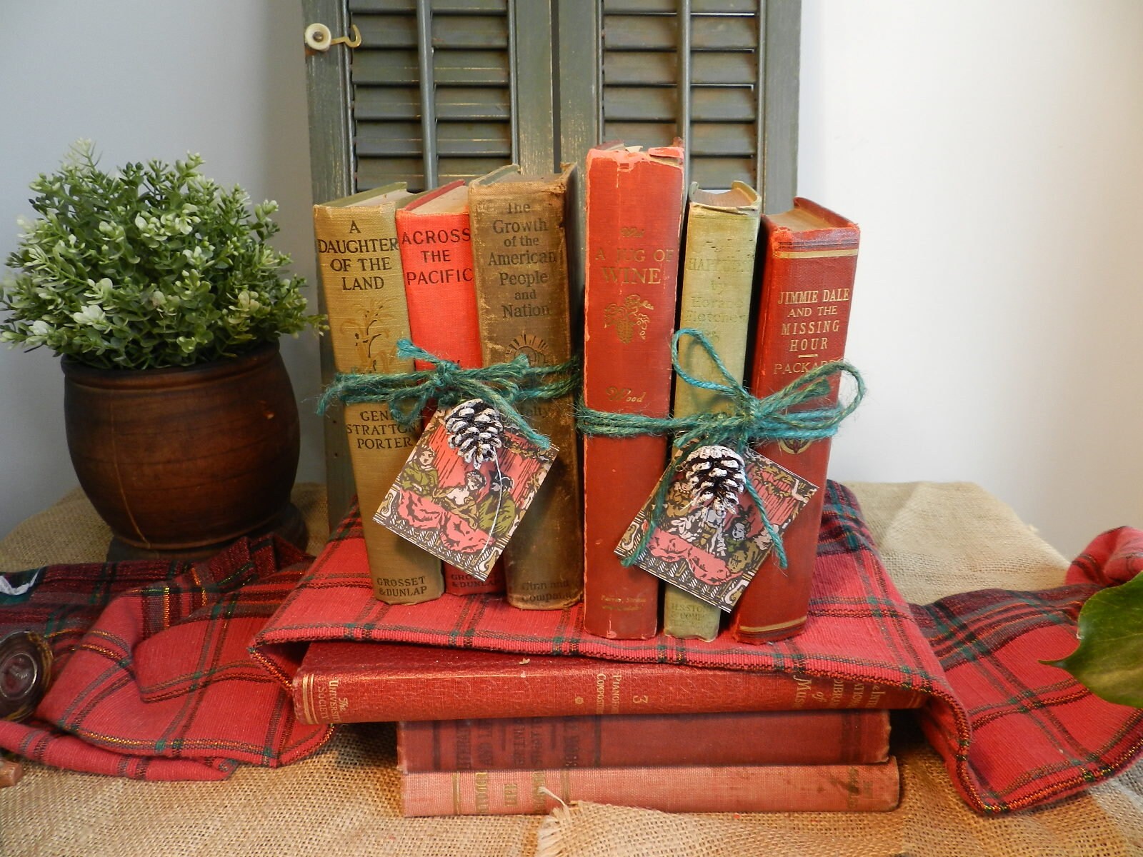 VINTAGE BOOK Bundle/green & Red/ Choice of 3 4 or 6 Books - Etsy