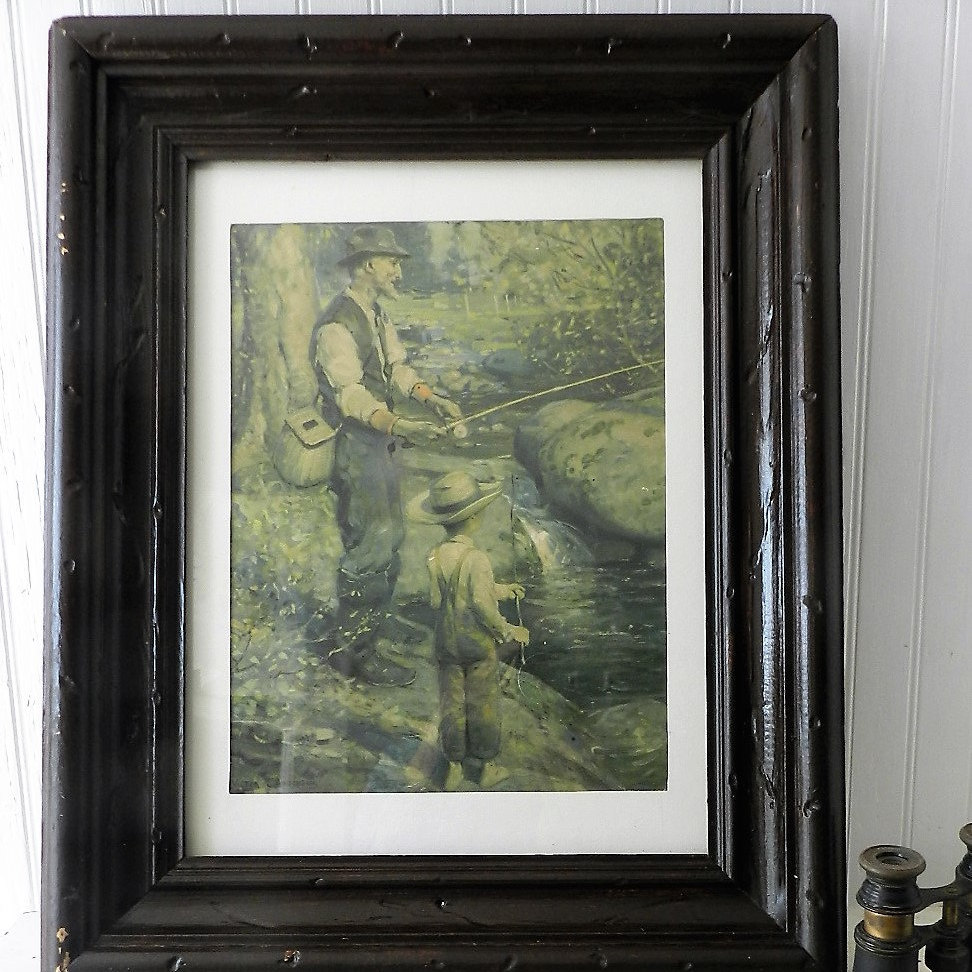 FRAMED ART Print-victor C. Anderson/ Grandfather & Boy Trout - Etsy UK