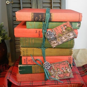 VINTAGE BOOK Bundle/green & Red/ Choice of 3, 4, or 6 Books - Etsy