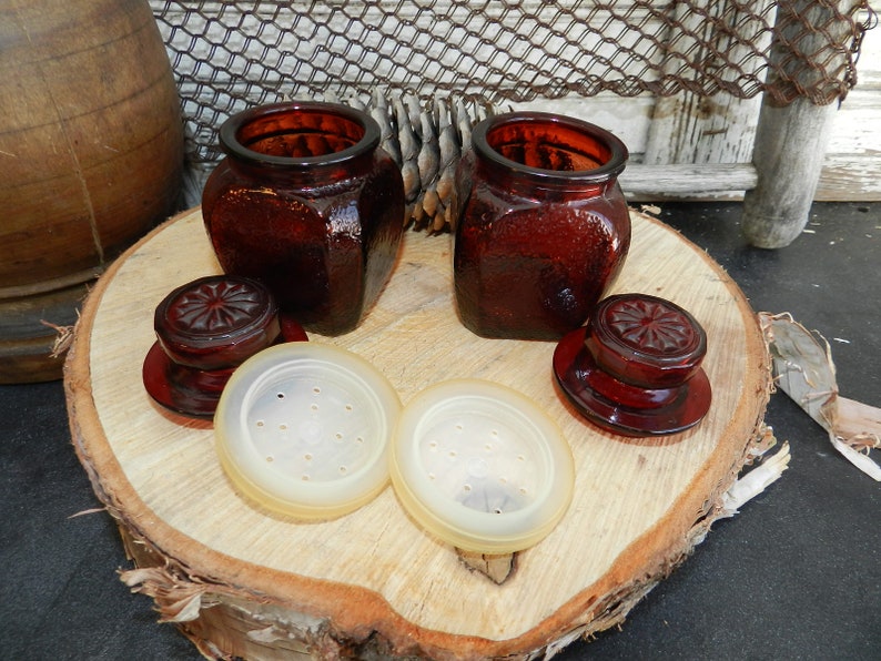 RUBY RED AP0THECARY Jars With Sifter Lid/set 0F TW0 - Etsy