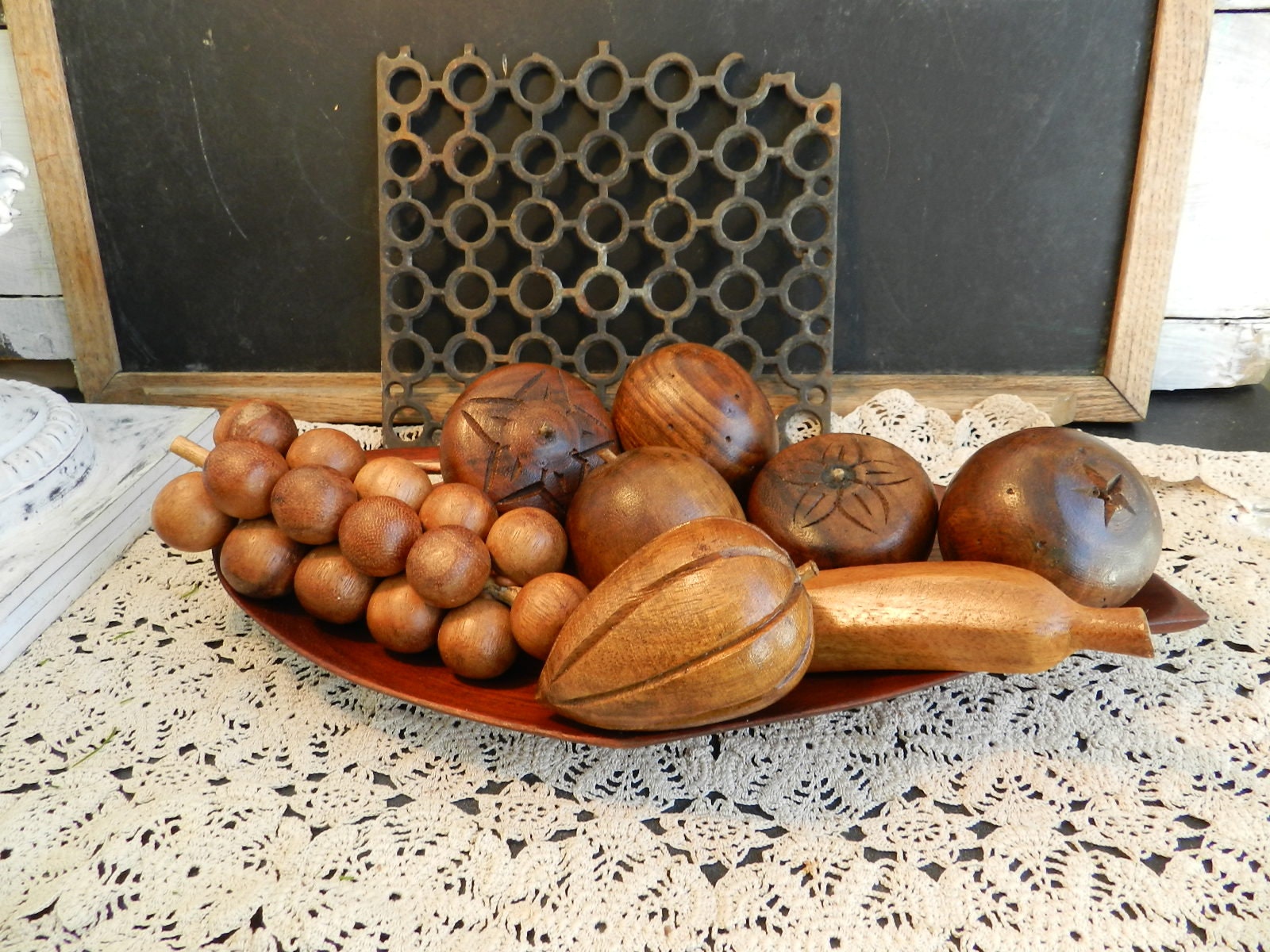 MONKEY POD FRUIT Bowl/9 Fruits | Etsy