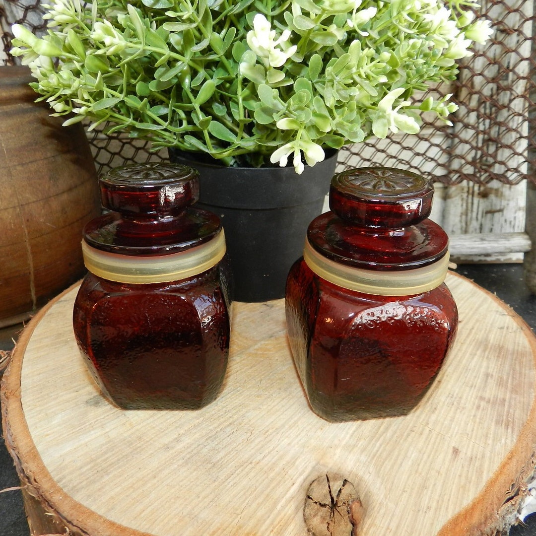 RUBY RED AP0THECARY Jars With Sifter Lid/set 0F TW0 - Etsy