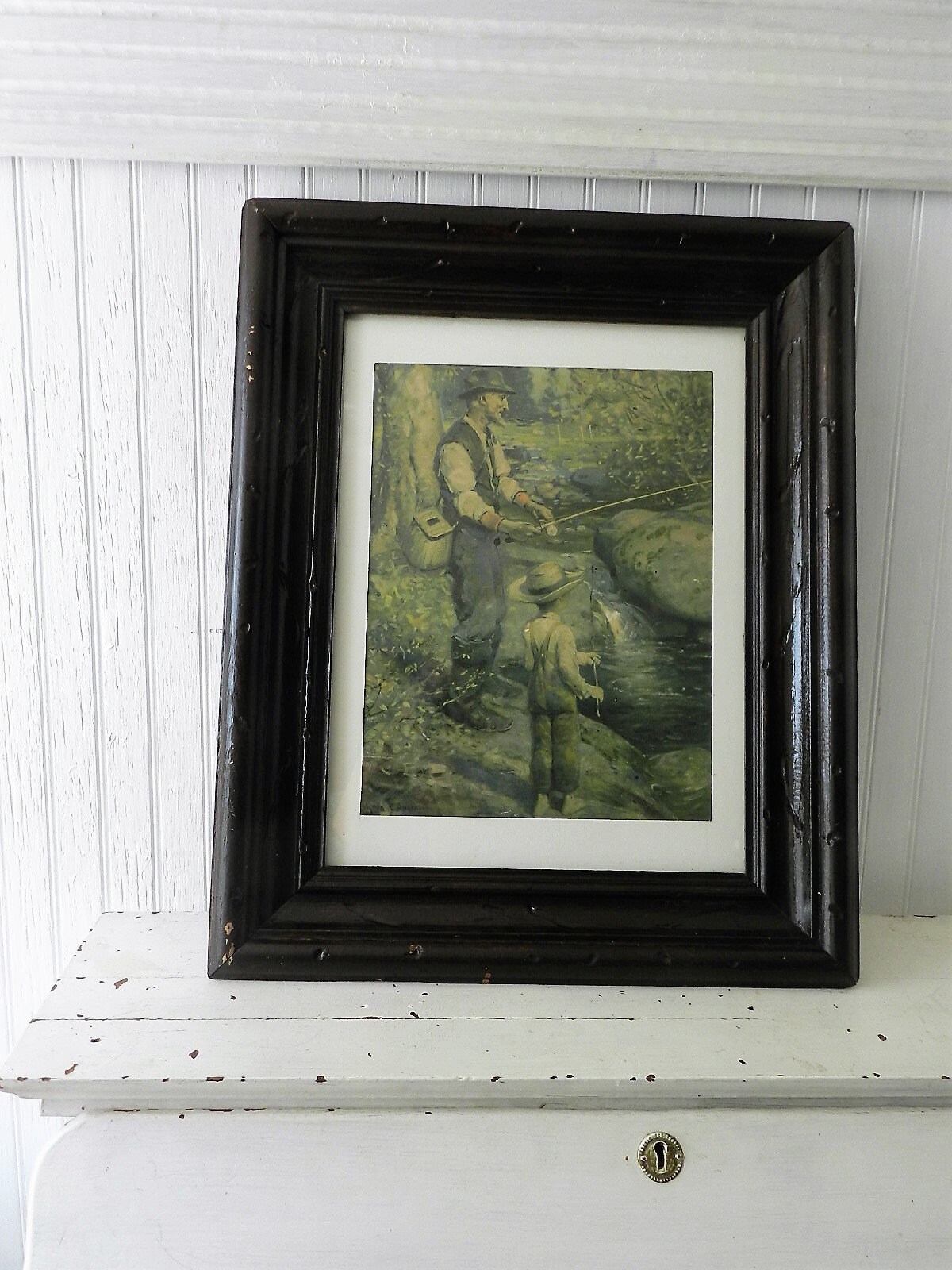 FRAMED ART Print-victor C. Anderson/ Grandfather & Boy Trout - Etsy UK
