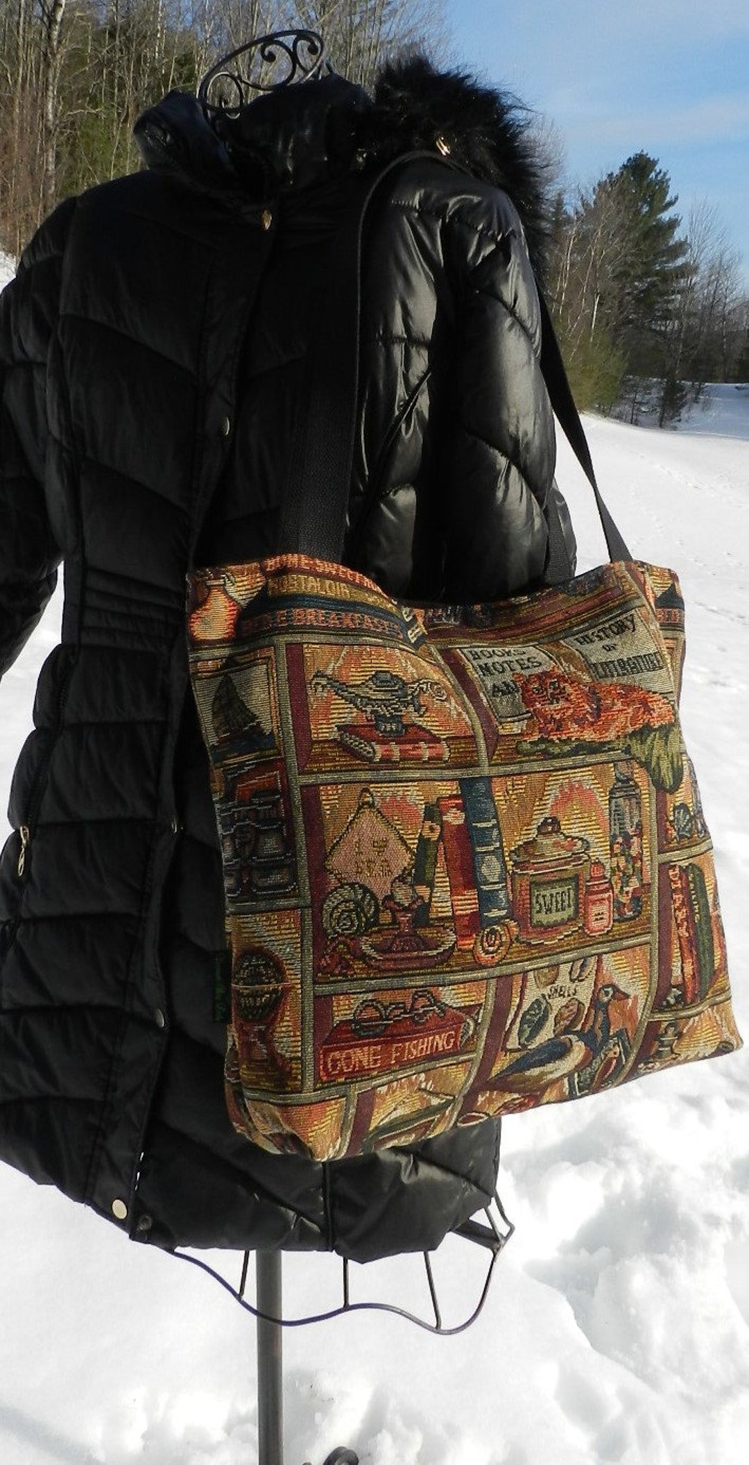TAPESTRY TOTE Large/handmade/primitive Tote - Etsy
