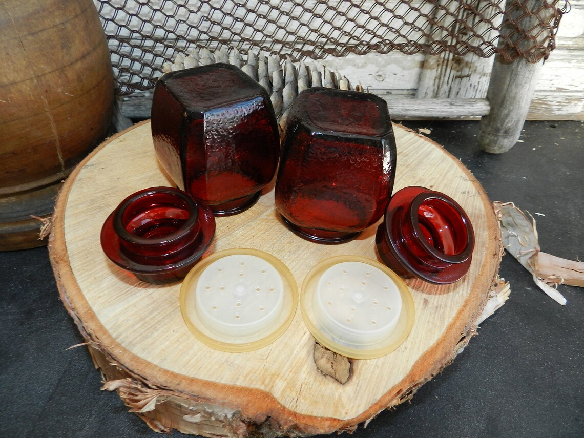 RUBY RED AP0THECARY Jars With Sifter Lid/set 0F TW0 - Etsy