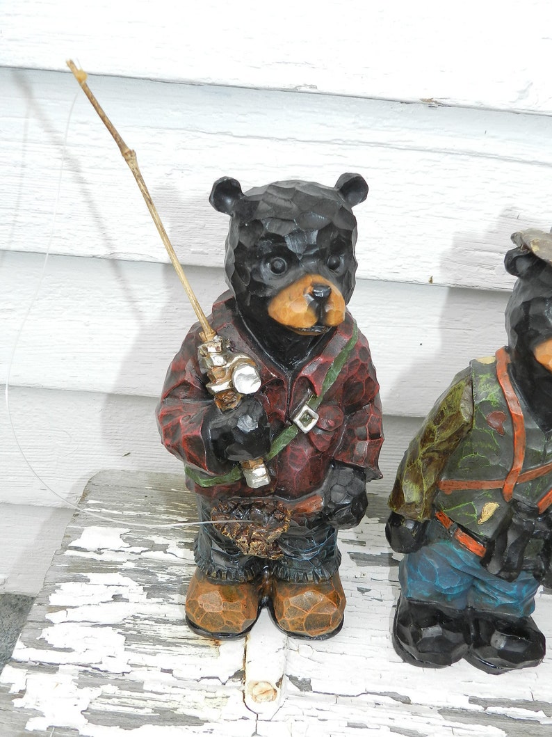 RUSTIC BEAR Figurines/plastic/set of 4 - Etsy
