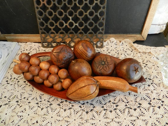 MONKEY POD FRUIT Bowl/9 Fruits | Etsy