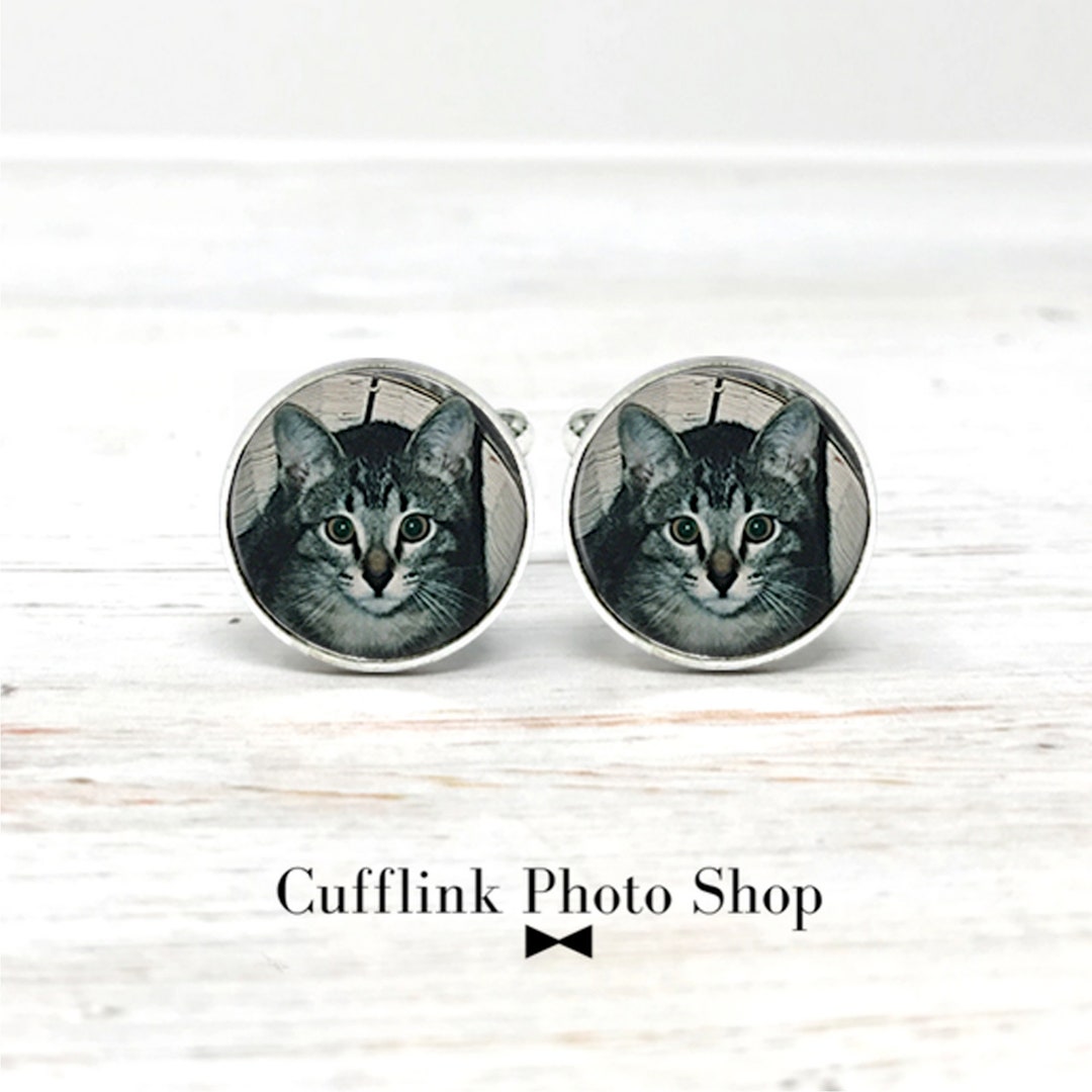Cat Cufflinks, Pet Cuff Links, Pet Memorial Cufflinks, Custom Photo ...