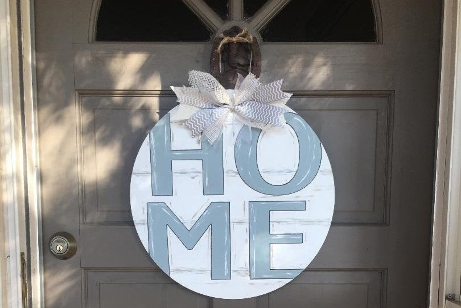 Hand-painted Circle Door Hanger, White and Grey, Home Decor - Etsy