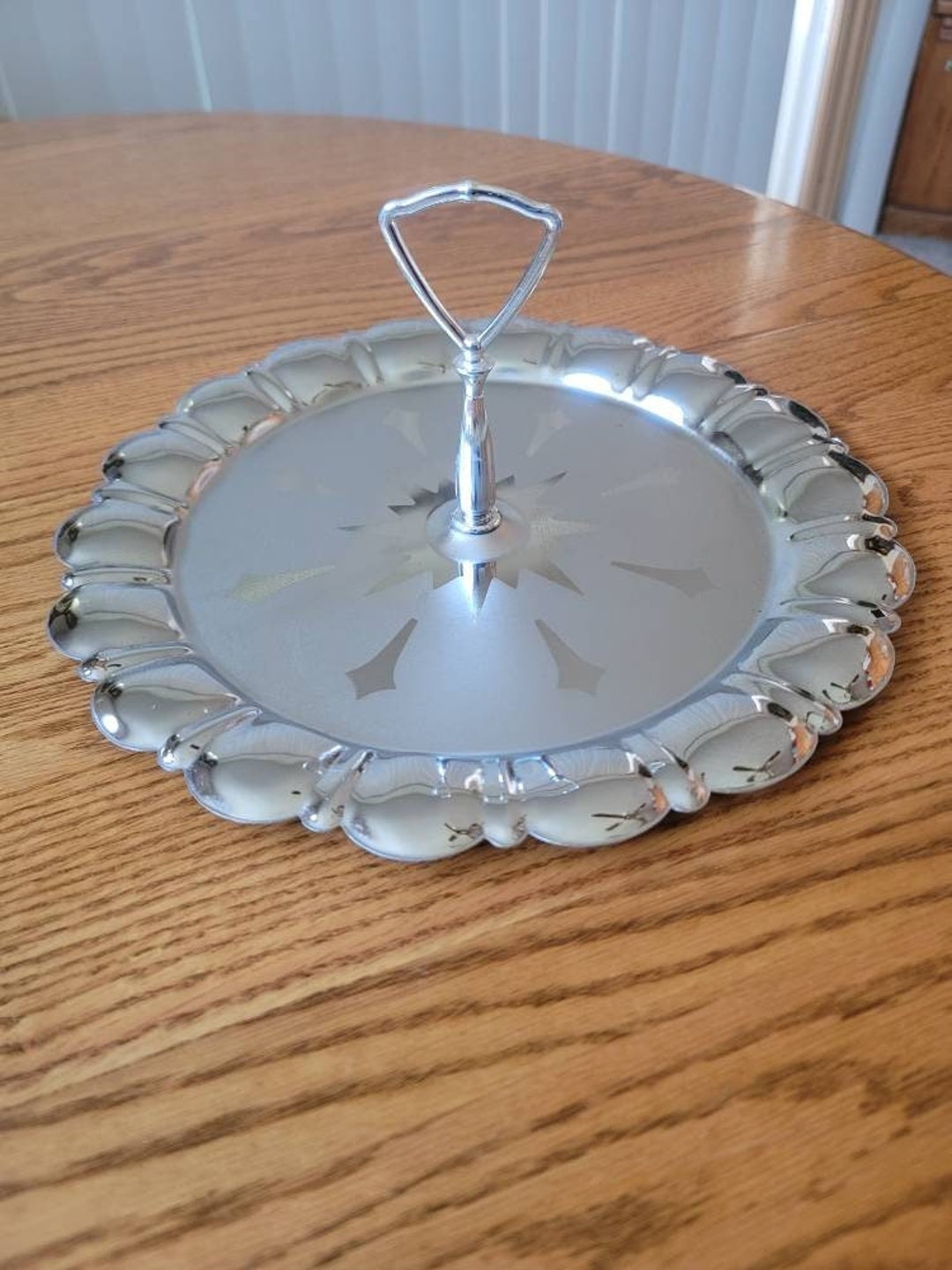 Vintage MCM Chrome Serving Tray With Center Handle - Etsy