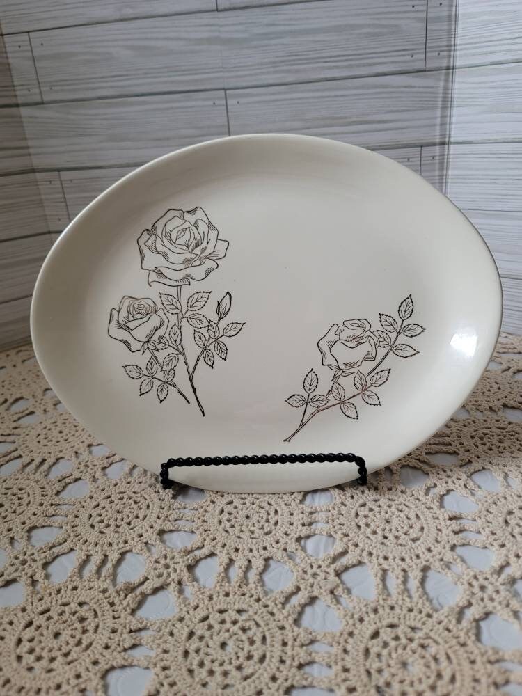 Vintage SCIO Pottery Ohio Ceramic Golden Rose Platter. - Etsy