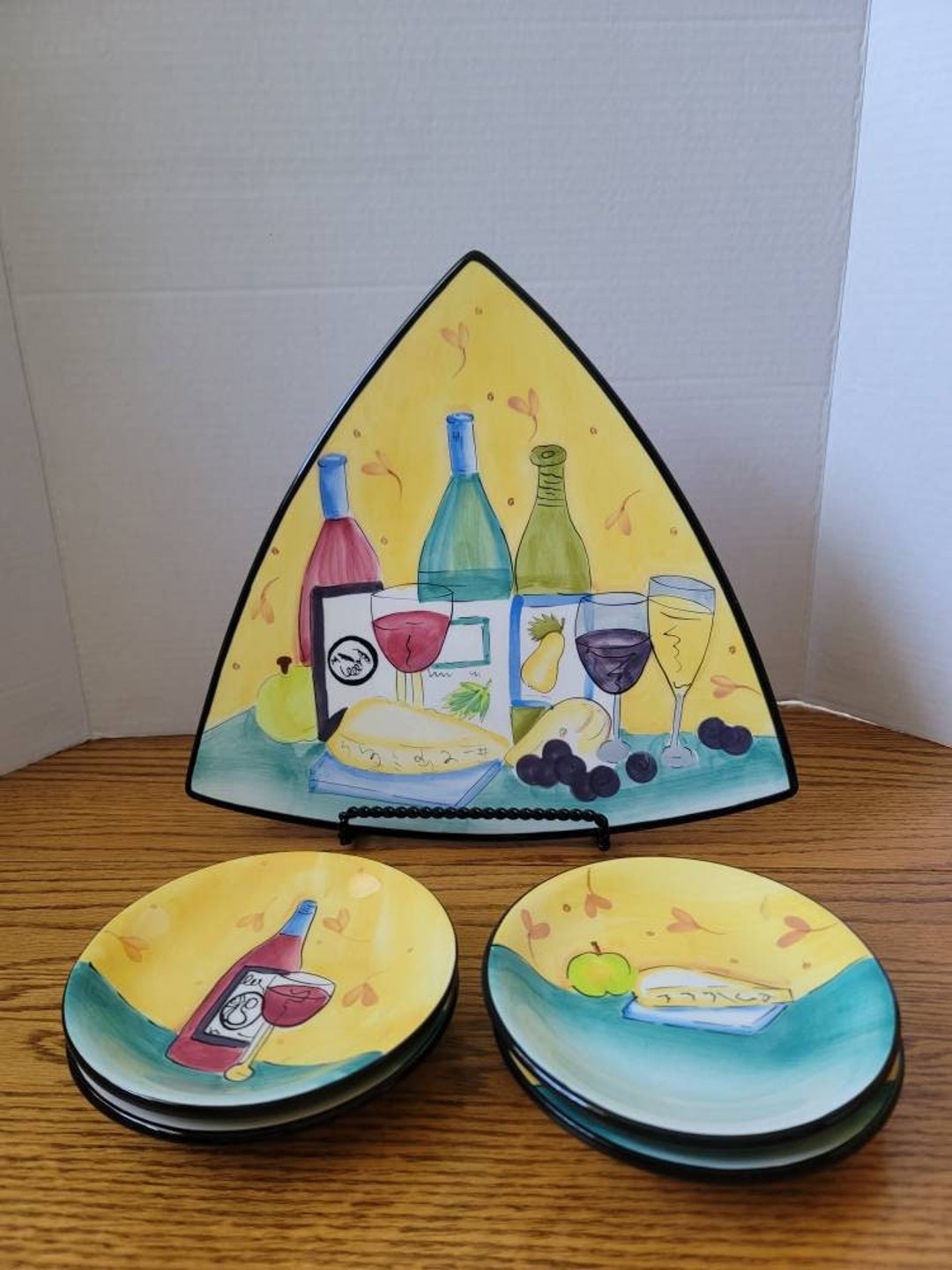Hausenware Triangle Wine and Cheese Serving Set - Etsy