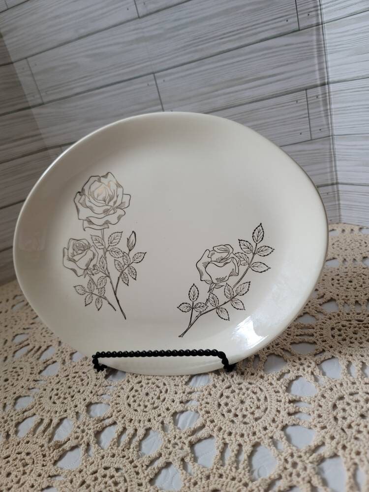Vintage SCIO Pottery Ohio Ceramic Golden Rose Platter. - Etsy