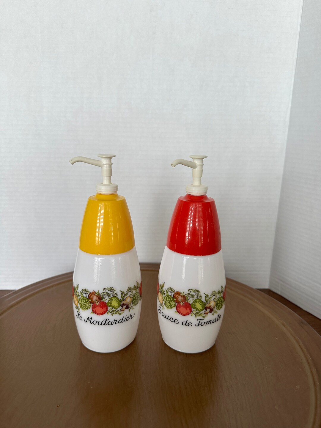Vintage 1980 Gemco Milk Glass Spice of Life Condiment Pump Dispensers ...