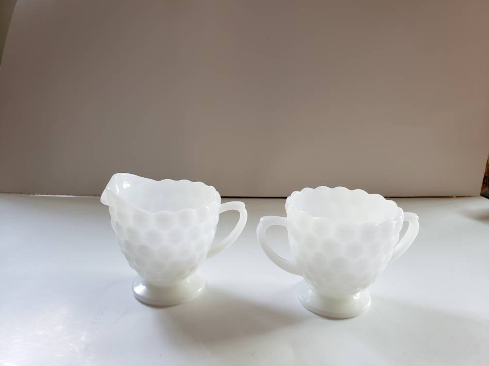 Vintage Milk Glass Bubble Pattern Cream and Sugar Set - Etsy