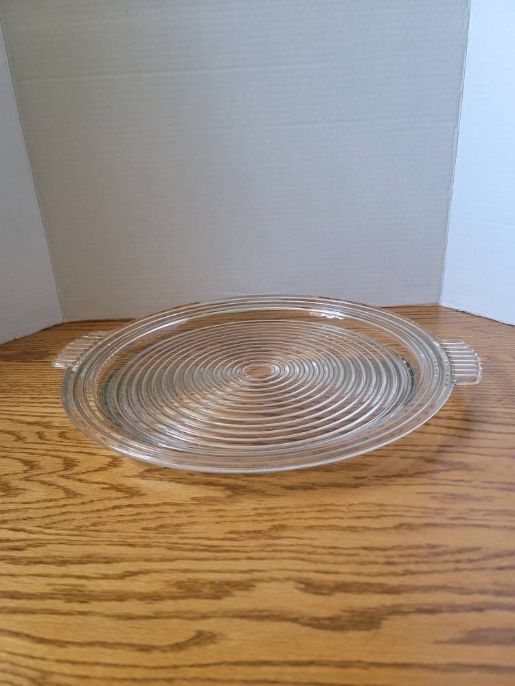 Vintage MCM Anchor Hocking Manhattan Ribbed Glass Serving Tray - Etsy