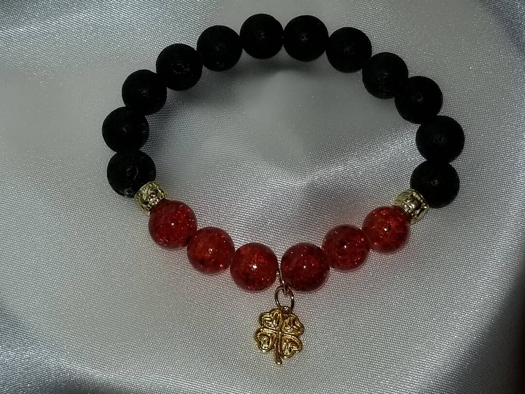 Orange Crackle Fireball With Gold 4 Leaf Clover Charm Essential Oil ...