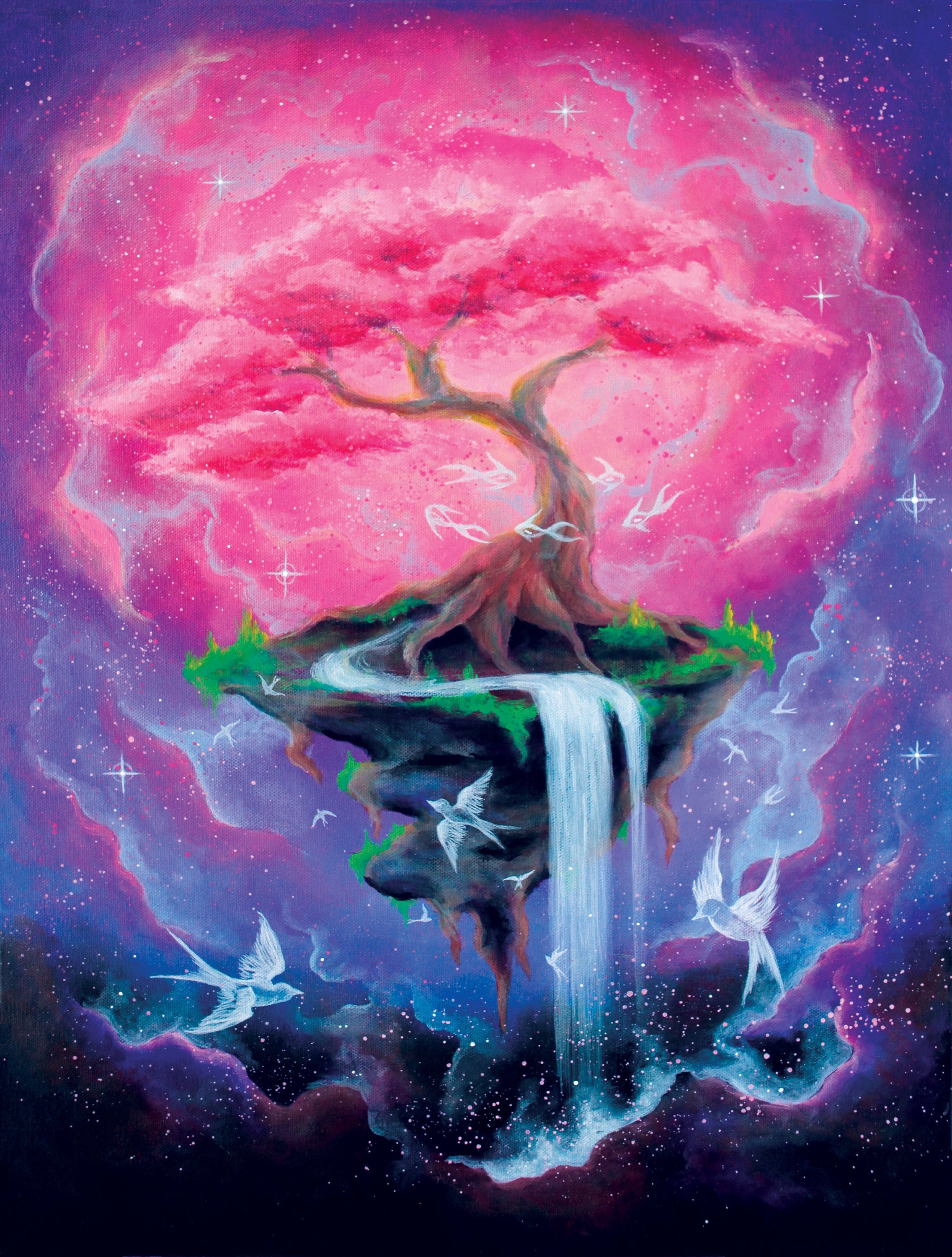 Whimsy Surreal Floating Waterfall Island Rainbow Pop Surrealism ...