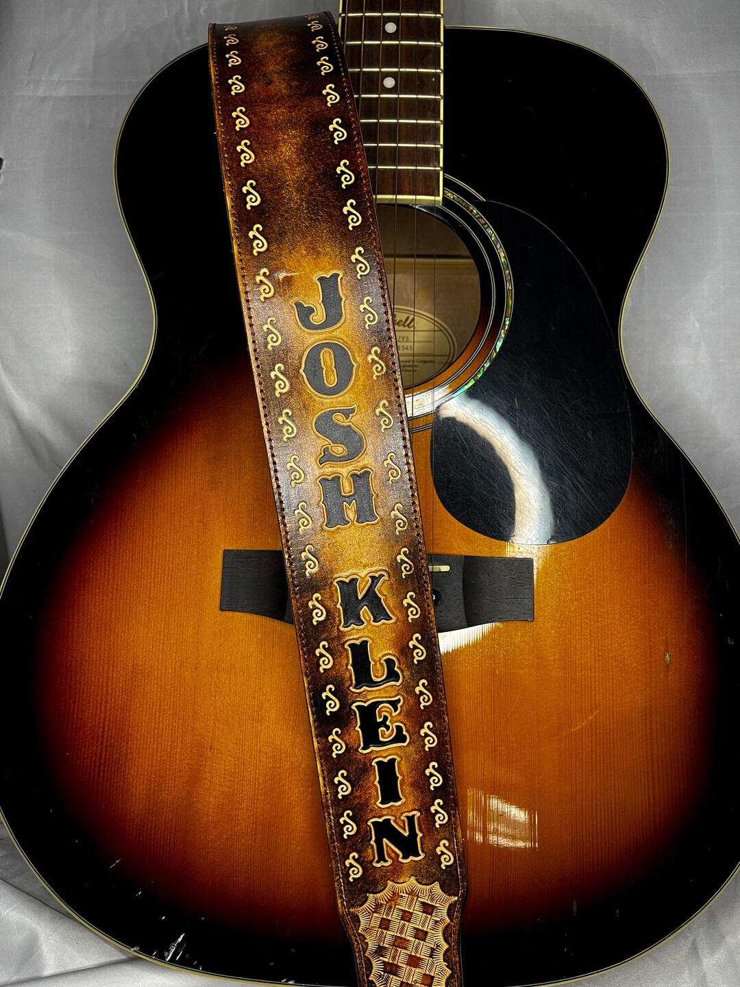 Ricky 2.5in Personalized Leather Guitar Strap (acoustic Attachment ...